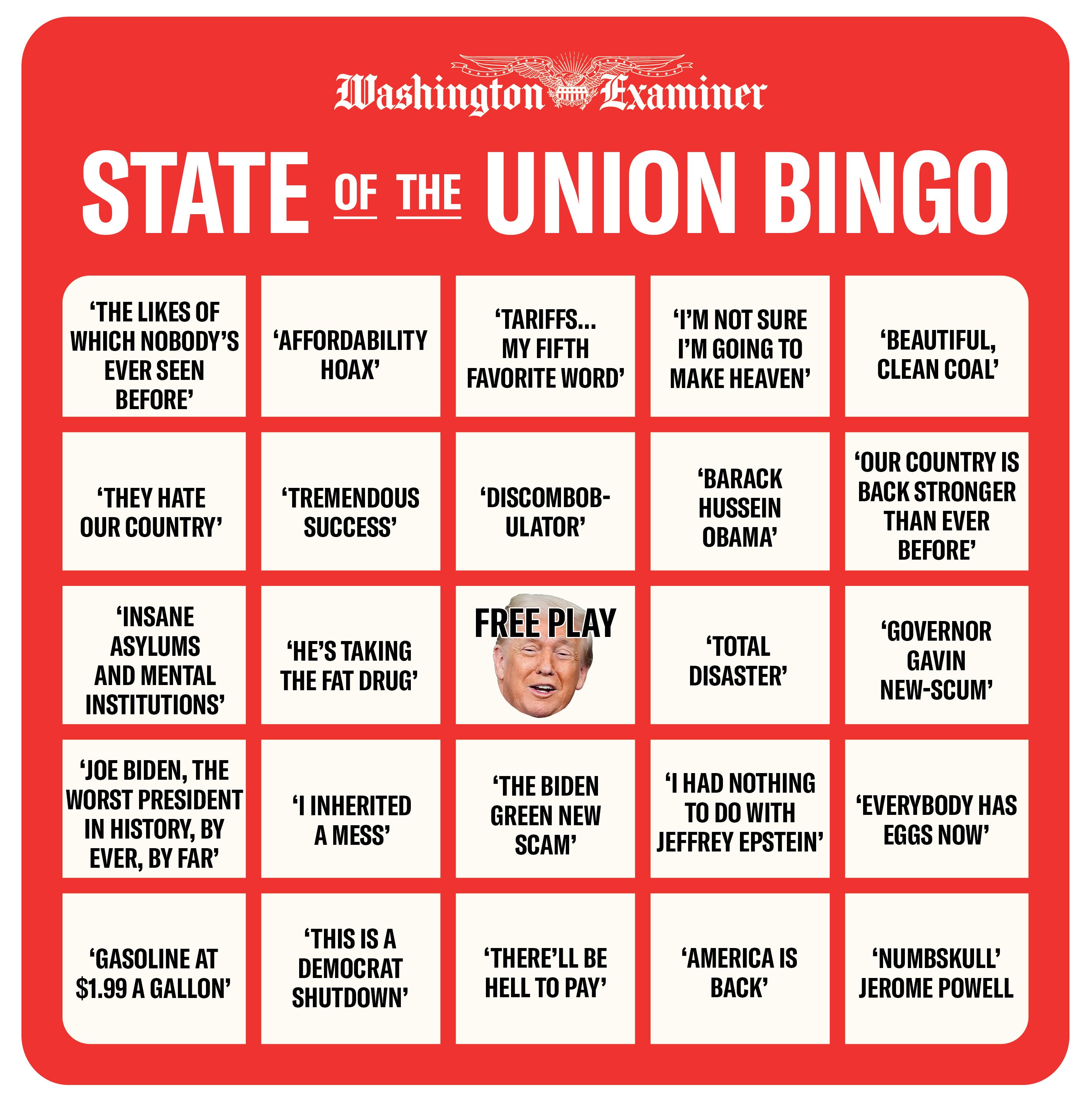 State of the Union 2026 bingo: Play along as you watch